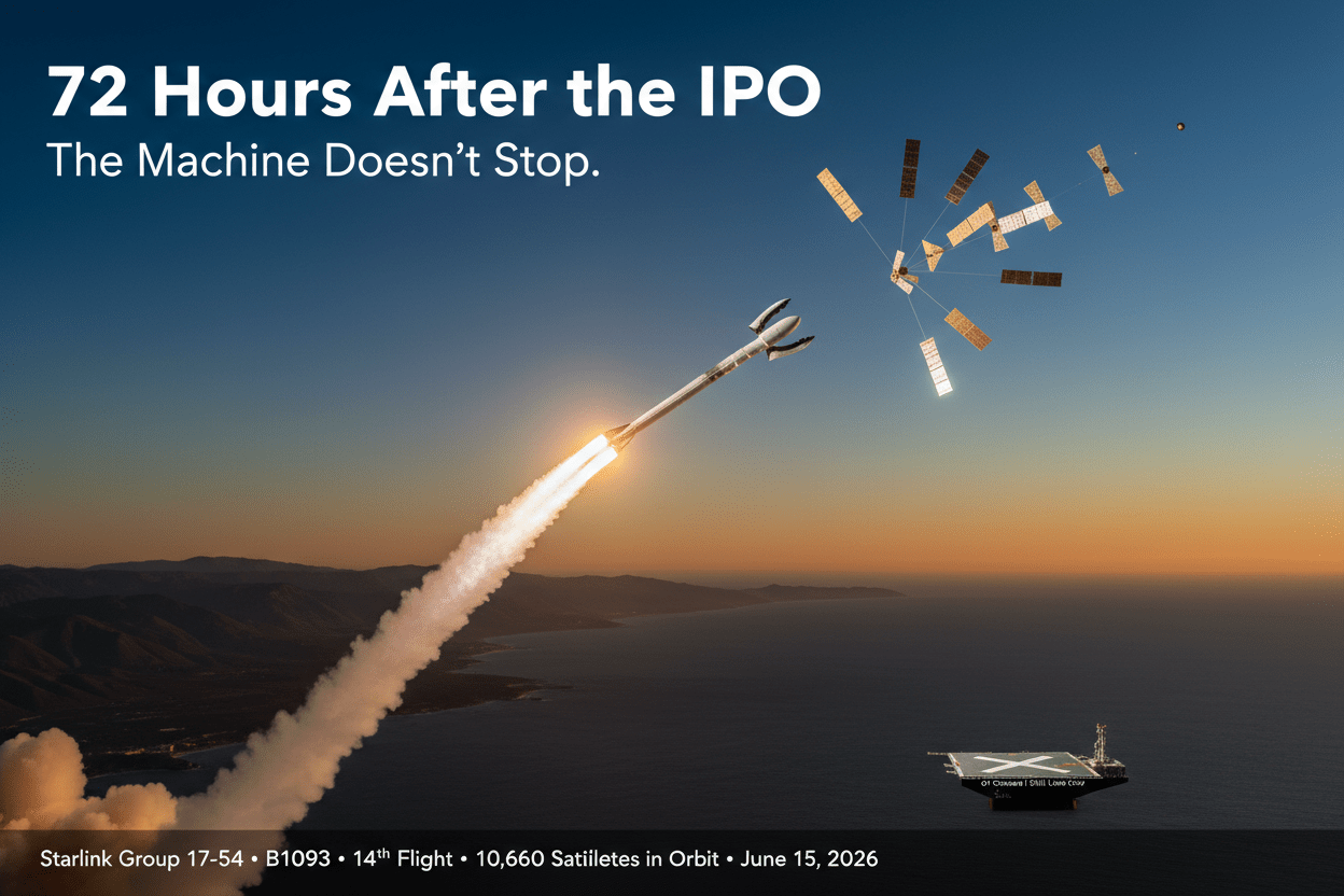 SpaceX Post-IPO First Launch: Falcon 9 Group 17-54 Starlink V2 Mini ...