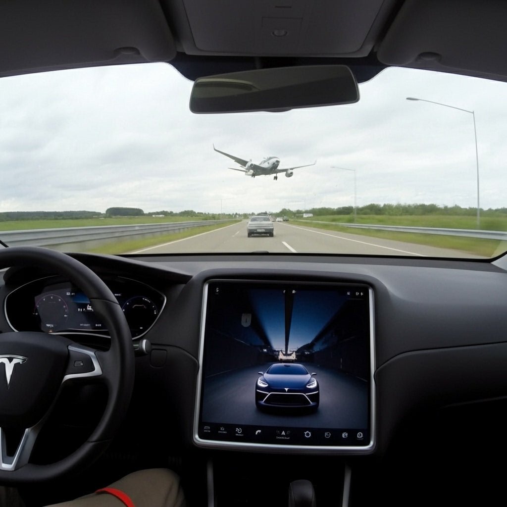 Tesla Dashcam Video Captures Incredible Plane Crash Avoidance Maneuver