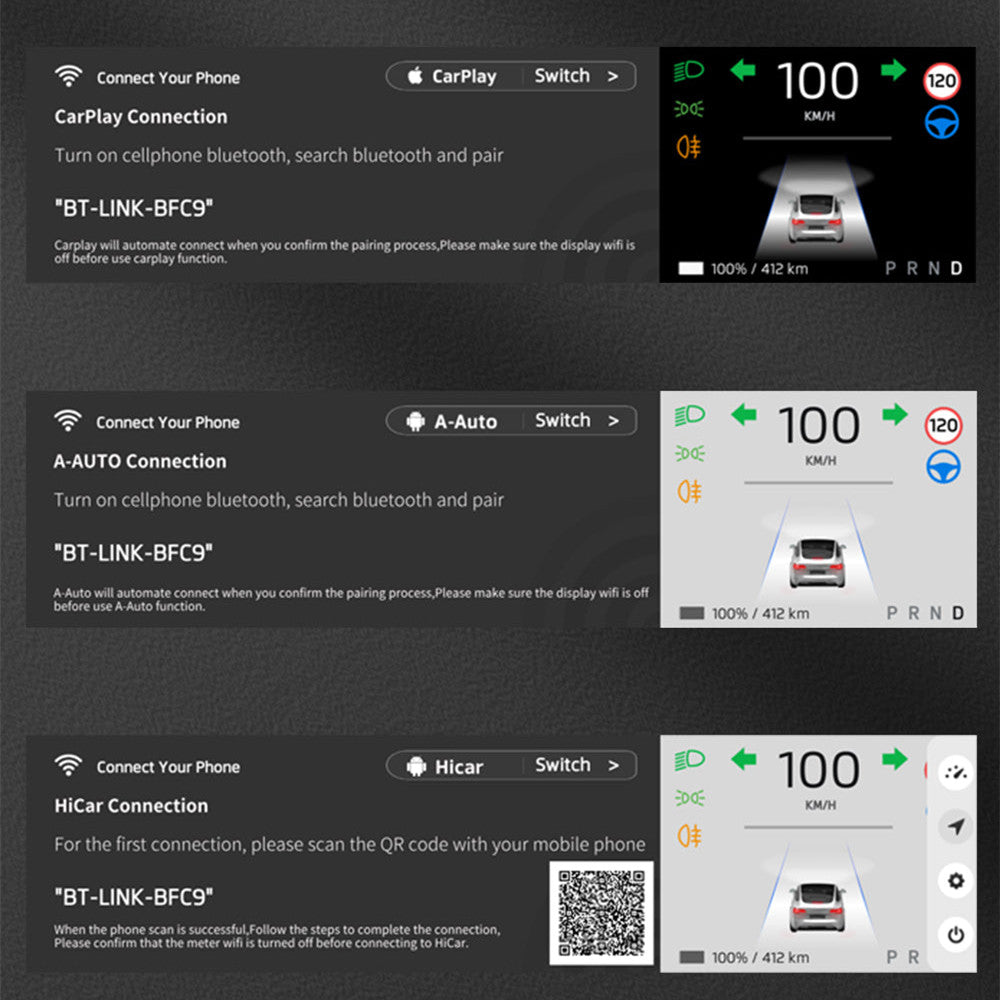 8.8 Inch Touch Screen Instrument Cluster Dashboard for Model 3 / Y