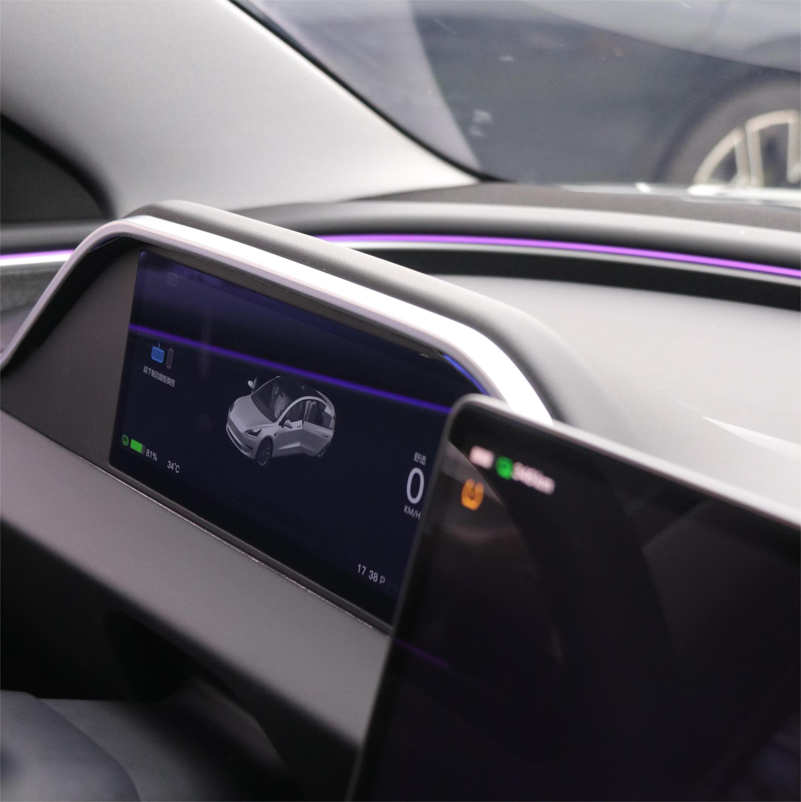 Model 3 Highland Dashboard Display with Ambient Lighting