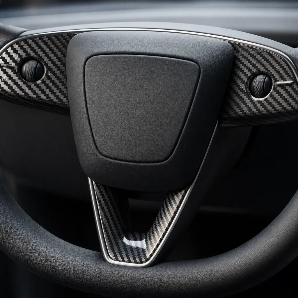 ABS Steering Wheel Button & V-Shape Trim Cover for Tesla Model Y ...