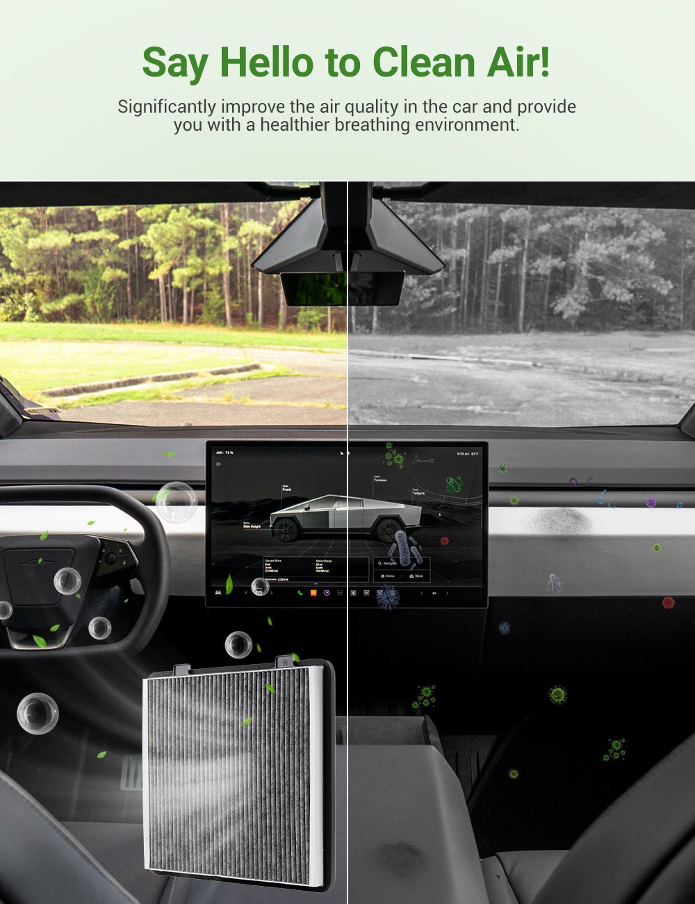 Cybertruck Activated Carbon Cabin Air Filter HEPA Multi-Layer