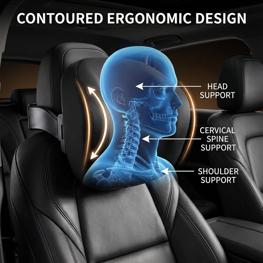 Tesla Smart Adjustable SPA Memory Foam Headrest - 10cm Vertical Adjustment
