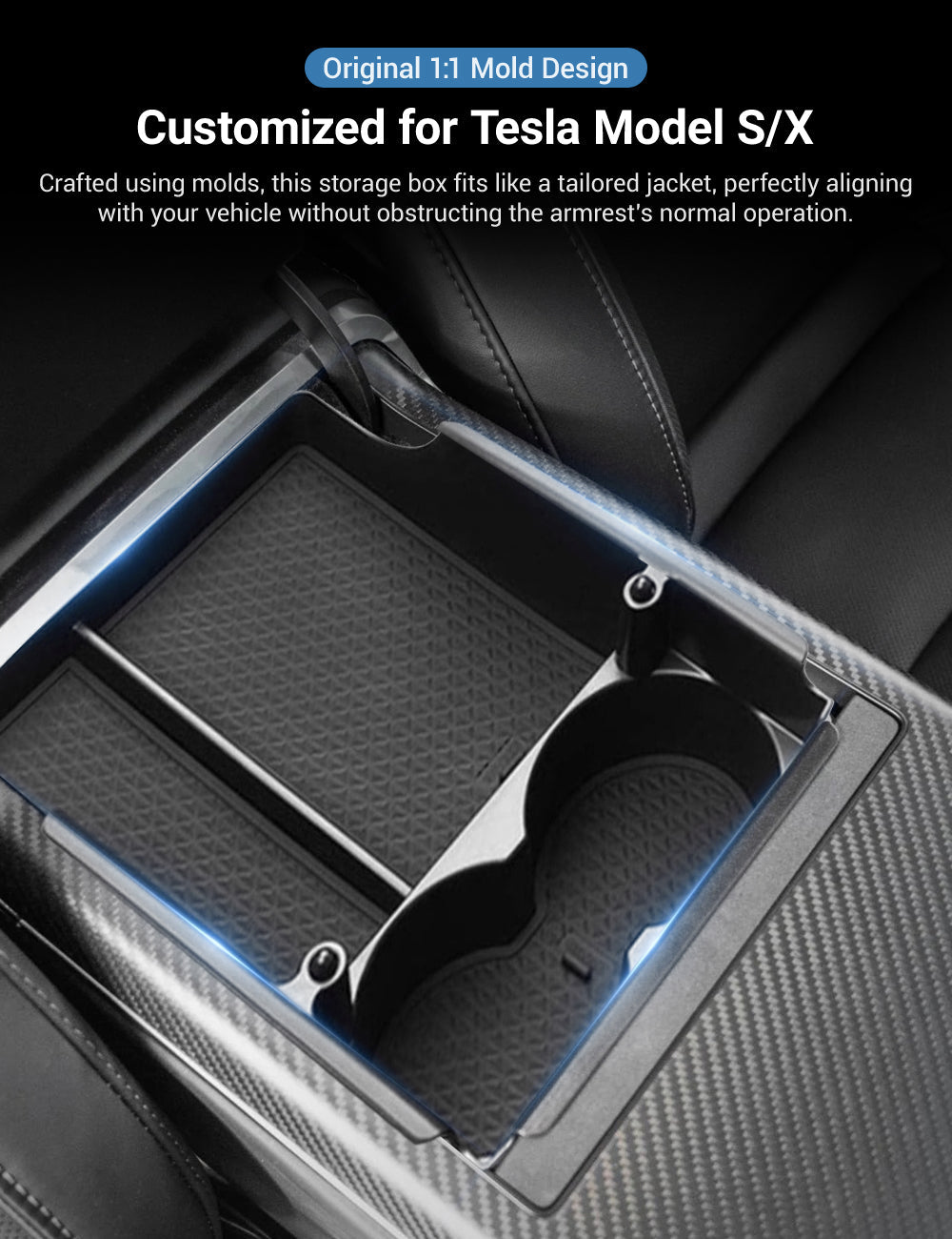 Tesla Model S/Model X Center Console Armrest Storage Box