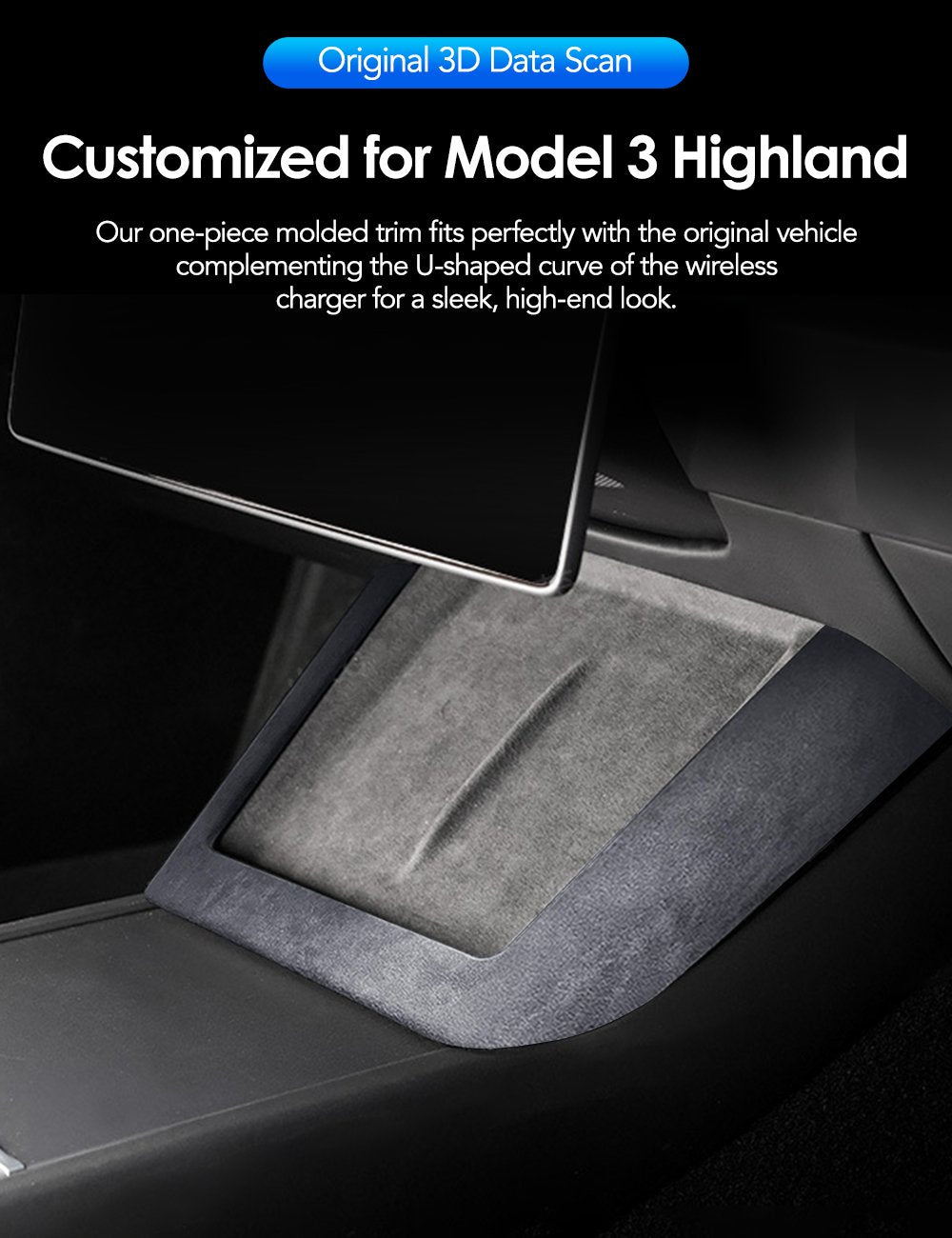 Model 3 Highland Center Console Wireless Charger Cover Trim