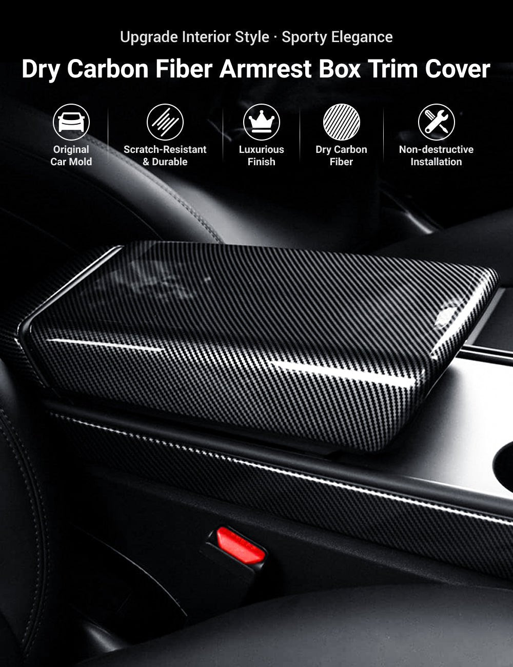 Shop Cybertruck Real Carbon Fiber Armrest Console Cover | Premium Interior