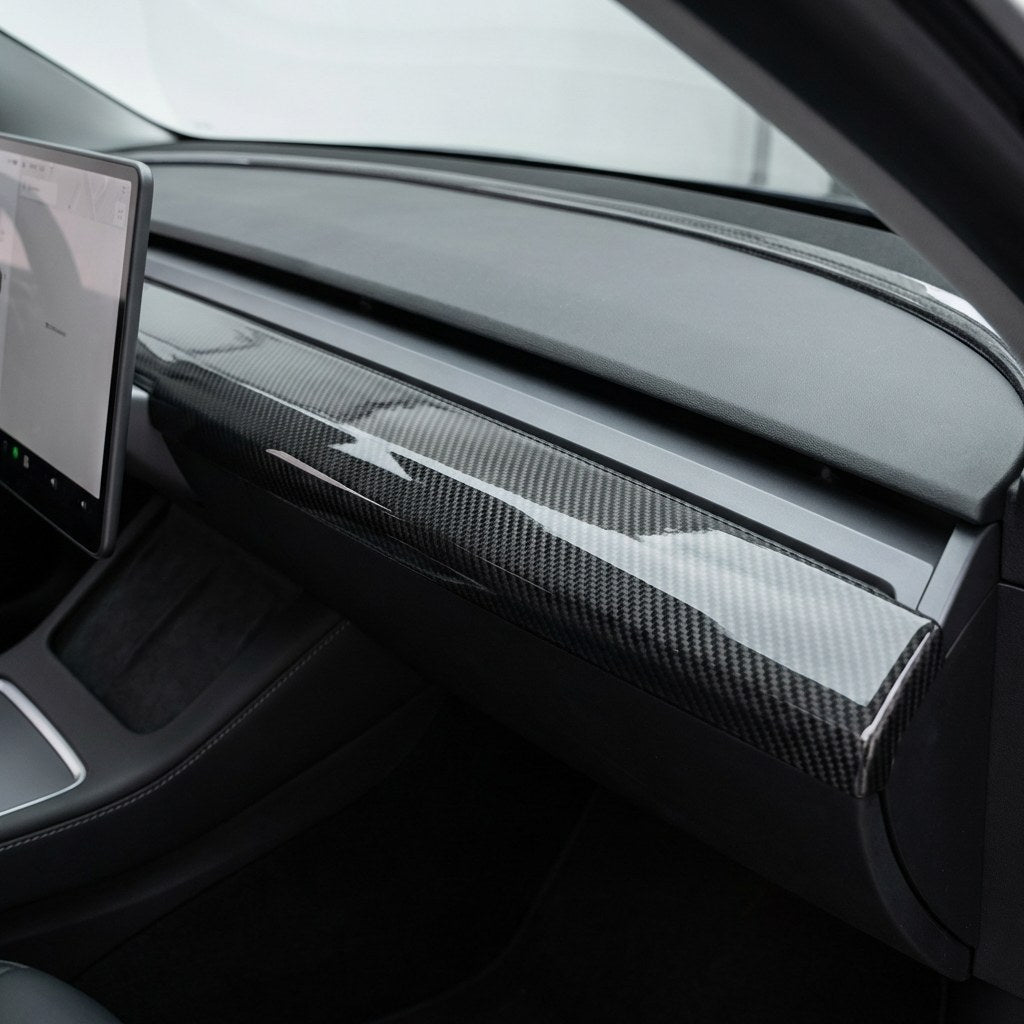 Tesla Model 3 / Model Y Dry Carbon Fiber Upper Dash Overlay