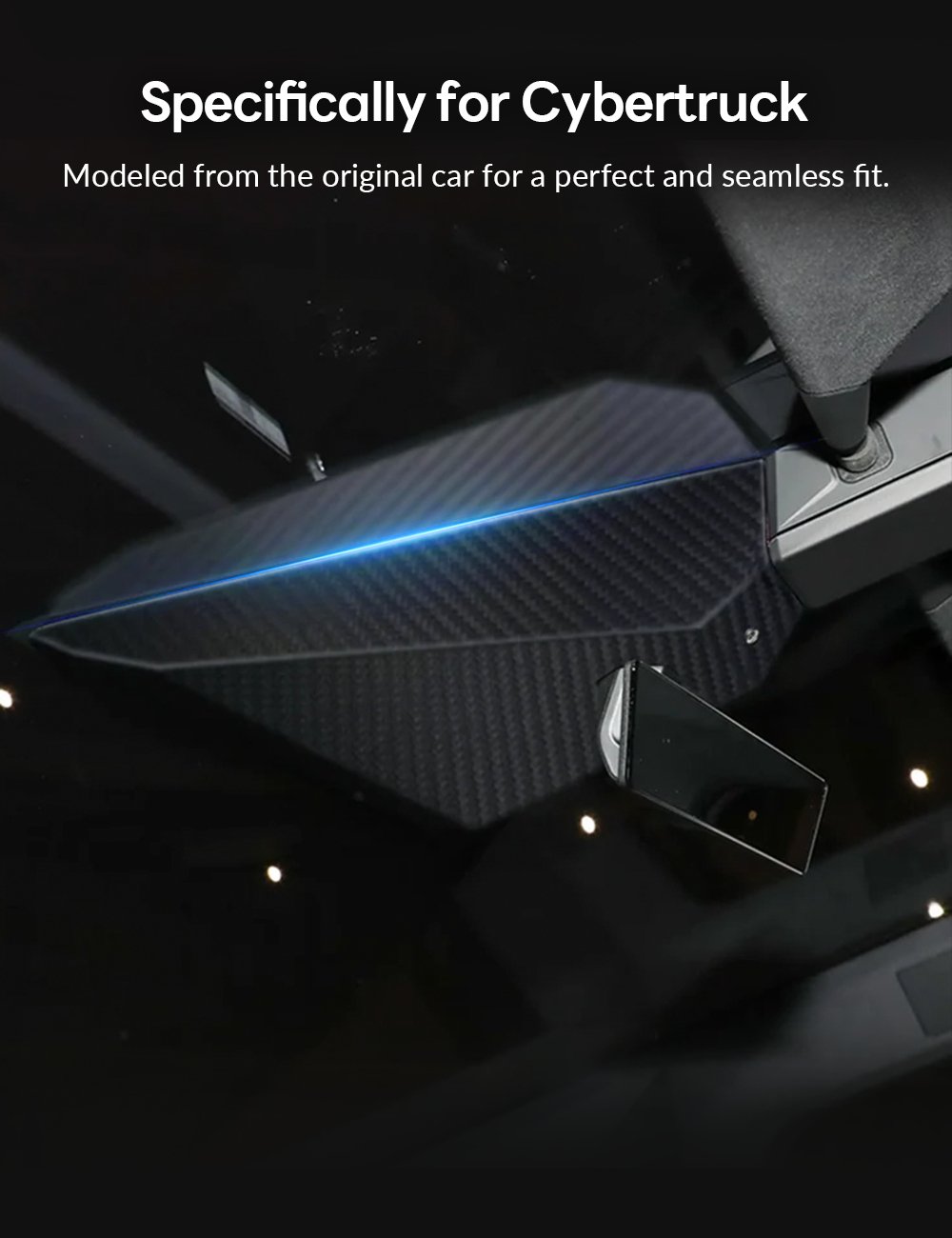 Tesla Cybertruck Dry Carbon Fiber Warning Light Cover