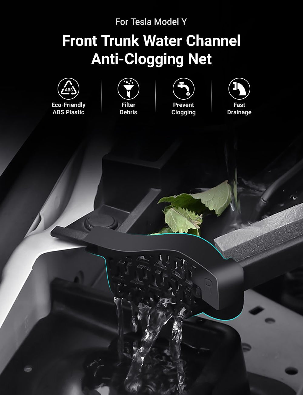 Tesla Model Y Front Trunk Drain Channel Filter Net Prevent Water Damage
