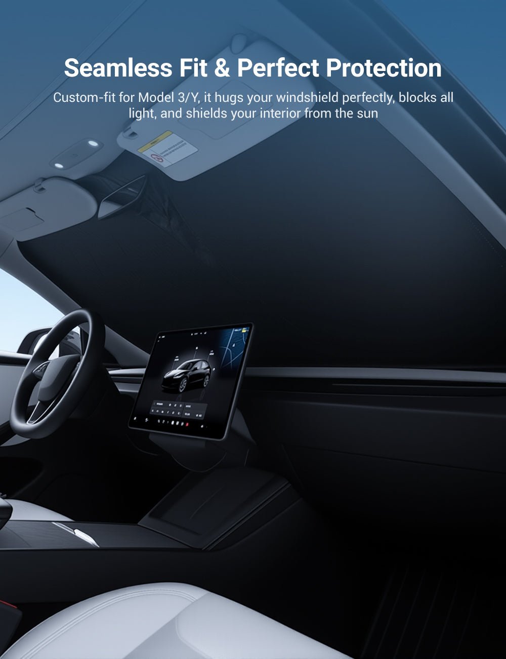Shop Tesla Model 3/Y Windshield Sunshade | Custom Fit & Foldable Design