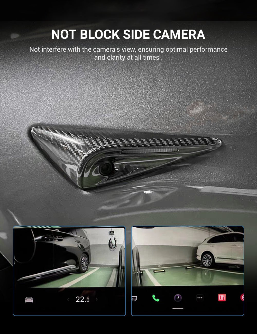 Real Carbon Fiber Side Camera Full Cover for Model 3/Y