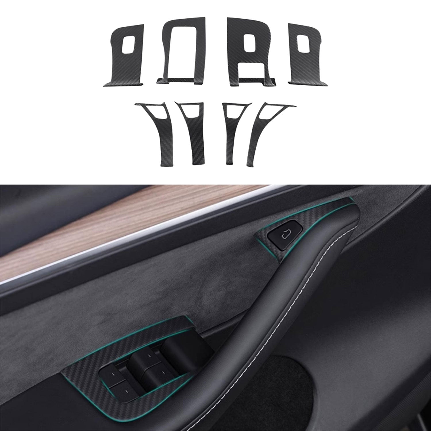 Model Y Door & Window Switch Panel - Carbon Fiber Mods