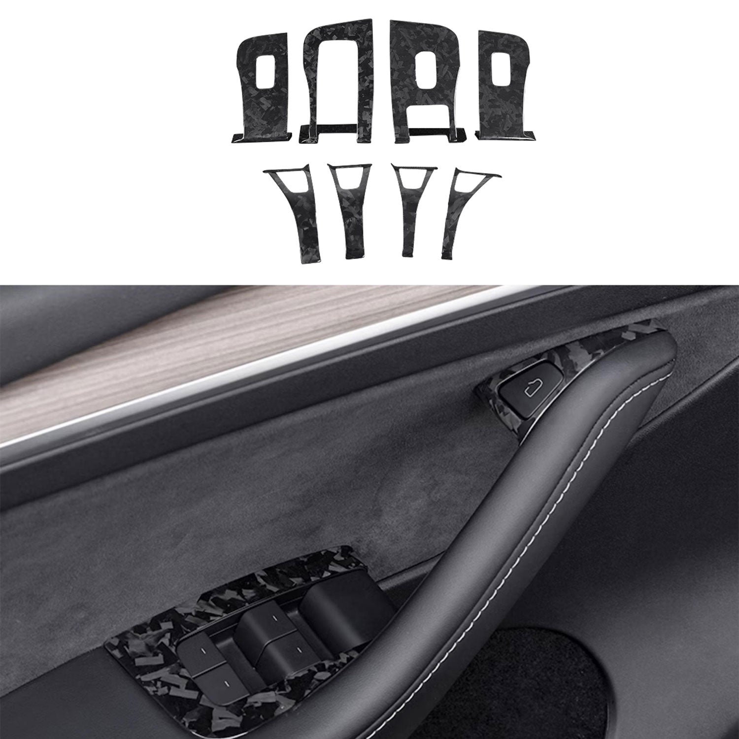 Model Y Door & Window Switch Panel - Carbon Fiber Mods