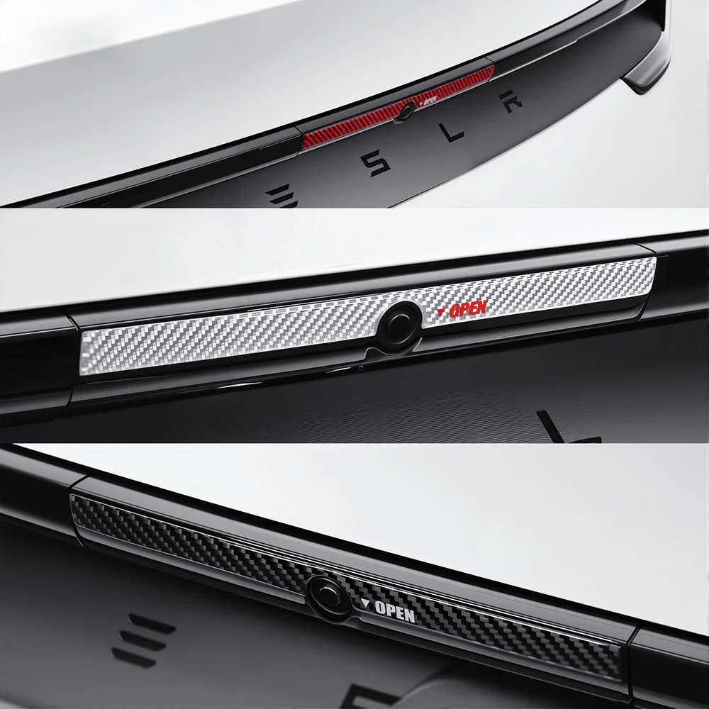Model Y Juniper Rear Trunk Button Carbon Fiber Sticker