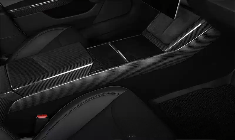 Real Dry Carbon Fiber Center Console Side Panel Overlays for Model 3 H