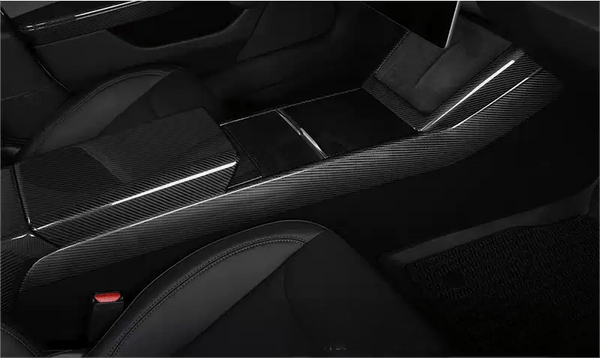 Real Dry Carbon Fiber Center Console Side Panel Overlays for Model 3 H