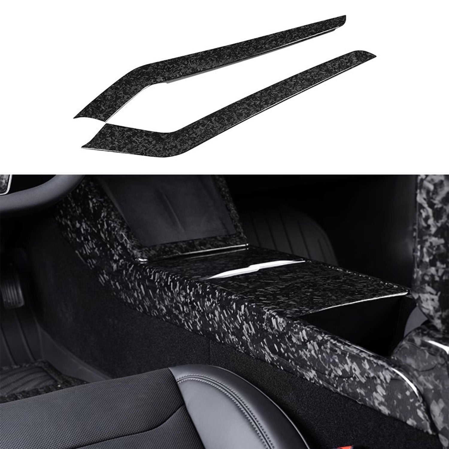 Real Dry Carbon Fiber Center Console Side Panel Overlays for Model 3 H
