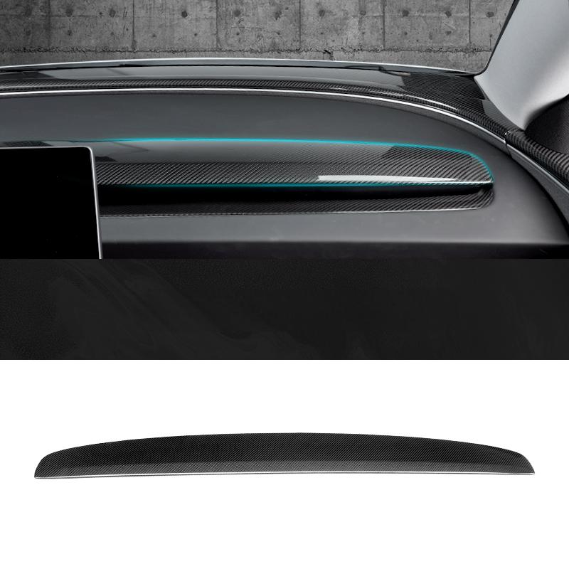 Real Dry Carbon Fiber Dash Cover Overlay for Model 3 Highalnd & New Mo