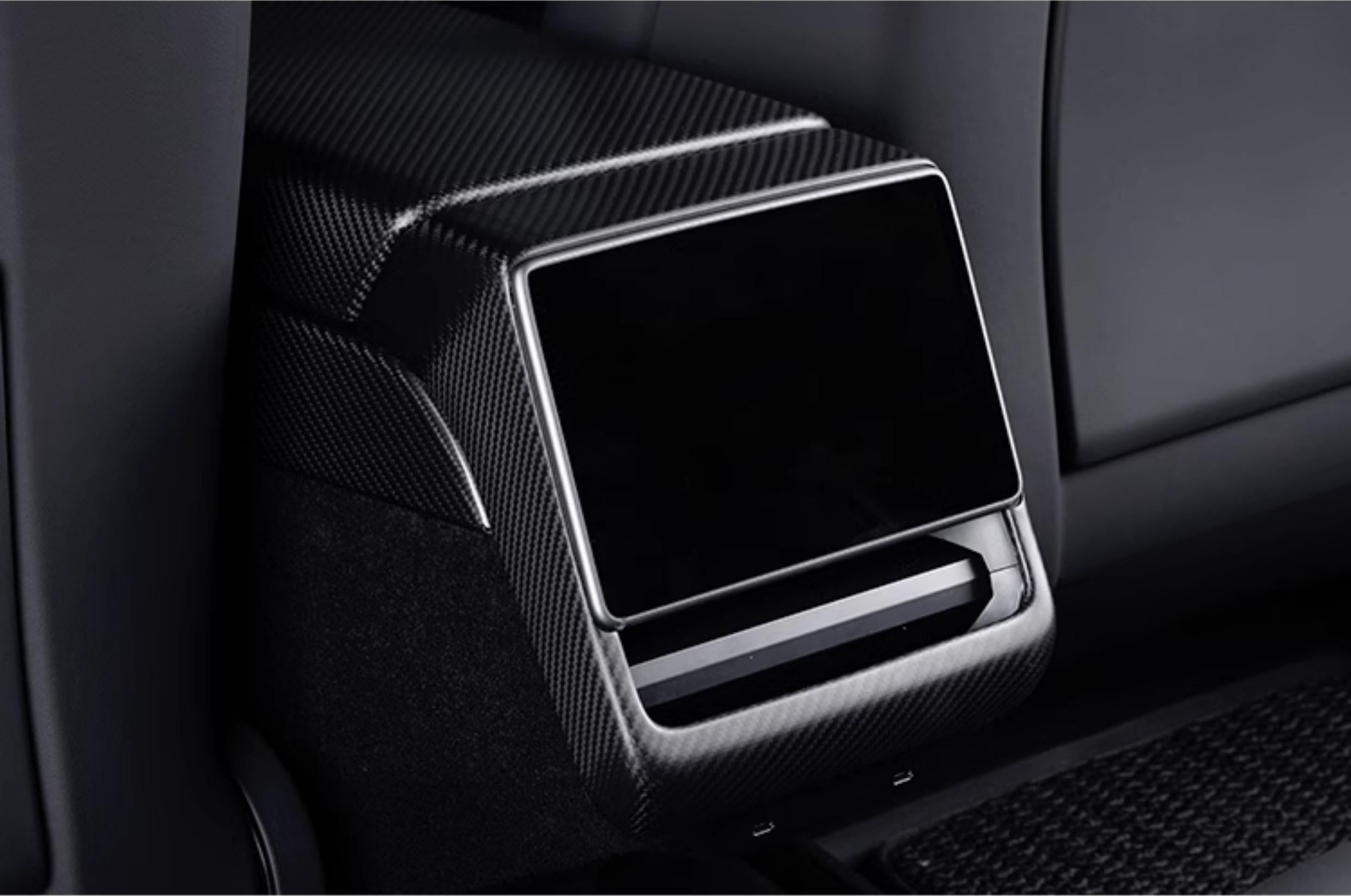 Real Dry Carbon Fiber Rear Screen Trim Frame Overlay for Model 3 Highl