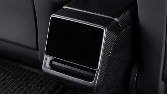 Real Dry Carbon Fiber Rear Screen Trim Frame Overlay for Model 3 Highl