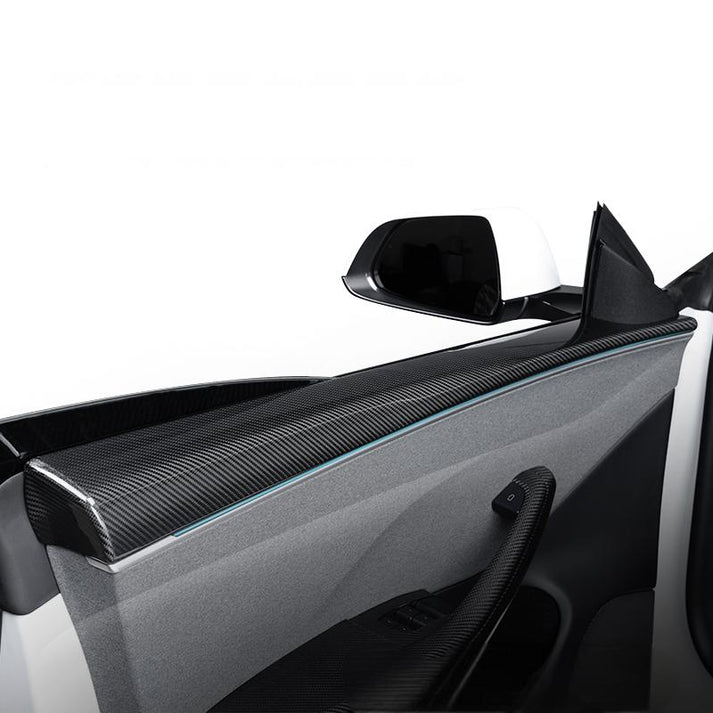 Carbon Fiber Upper Door Trim Panel Overlay for New Model 3 / Model Y