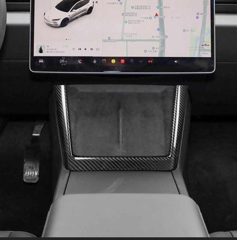 Real Dry Carbon Fiber Wireless Charging Frame for New Model Y & Model