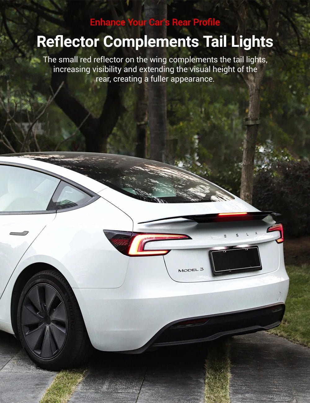 Tesla Model 3/Y LED Rear Spoiler - Land Ghost Style | Tesery