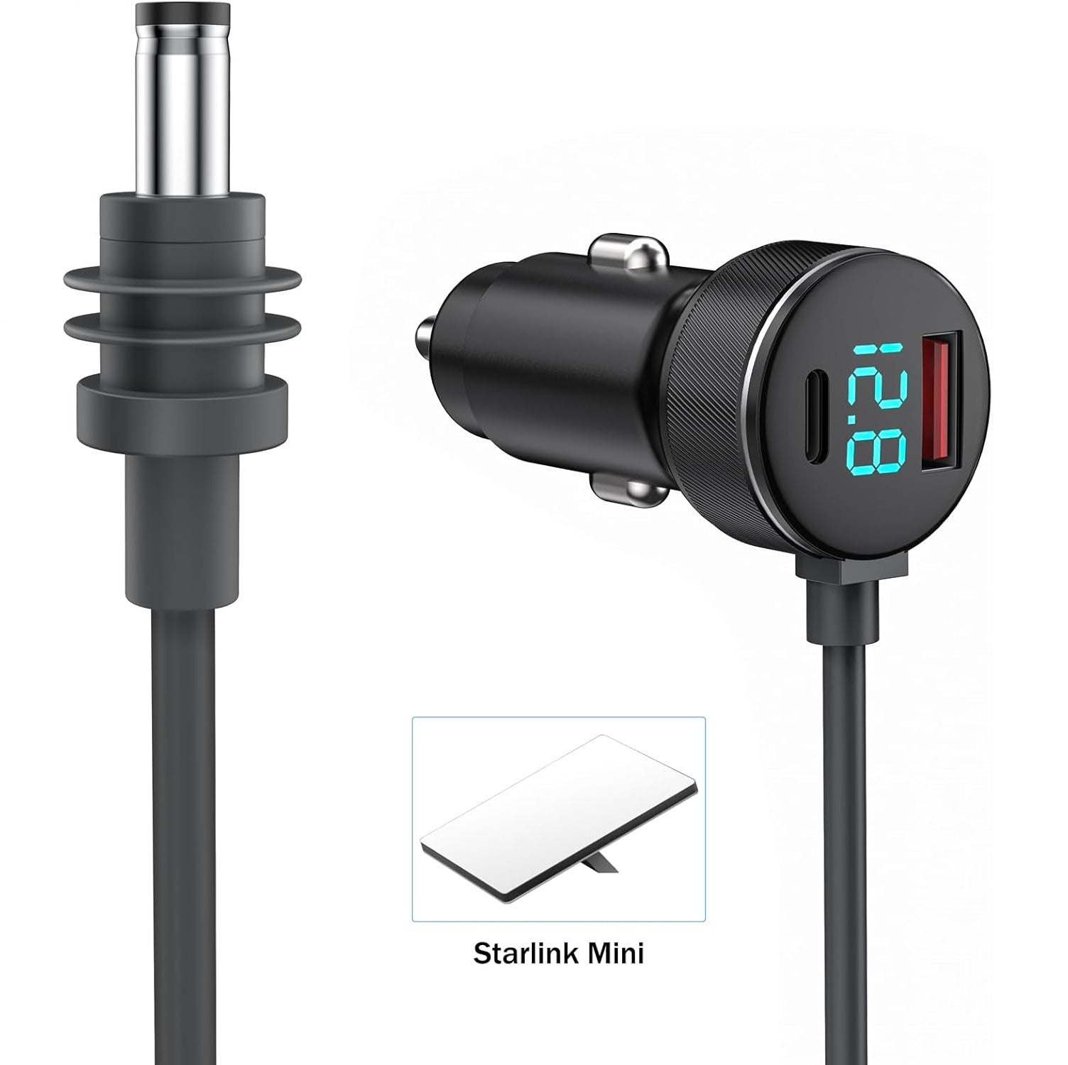 Starlink Mini Car Charger with Digital Display | 100W Type-C Power Cor