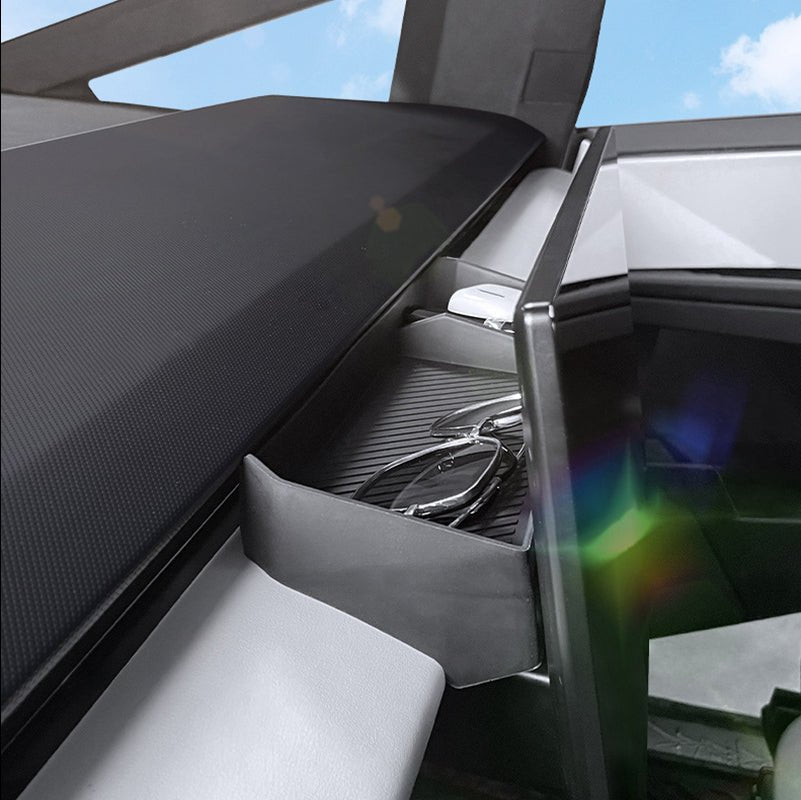 Tesla Cybertruck Storage Box Behind Navigation Screen