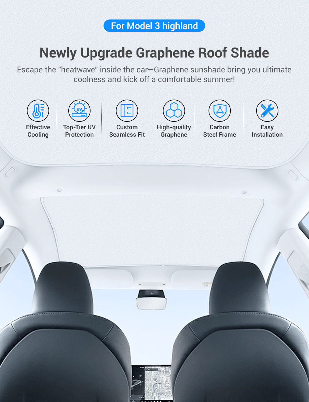 Tesla Model 3 Glass Roof Sunshade | Perfect Fit & UV Protection