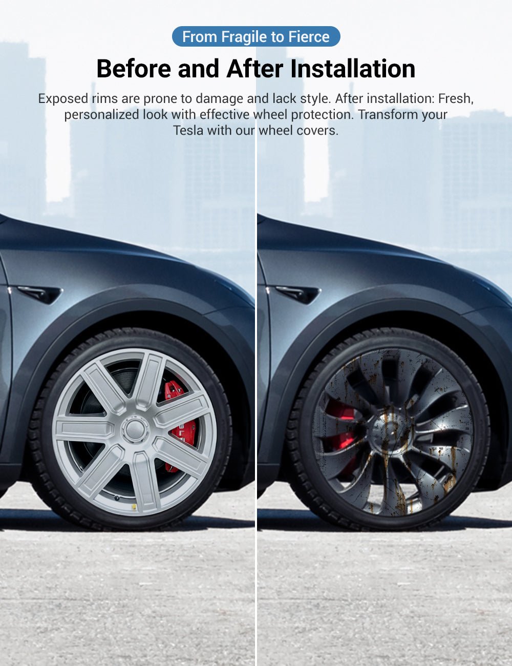 TESERY 19″ Mecha Style Wheel Covers for Tesla Model Y