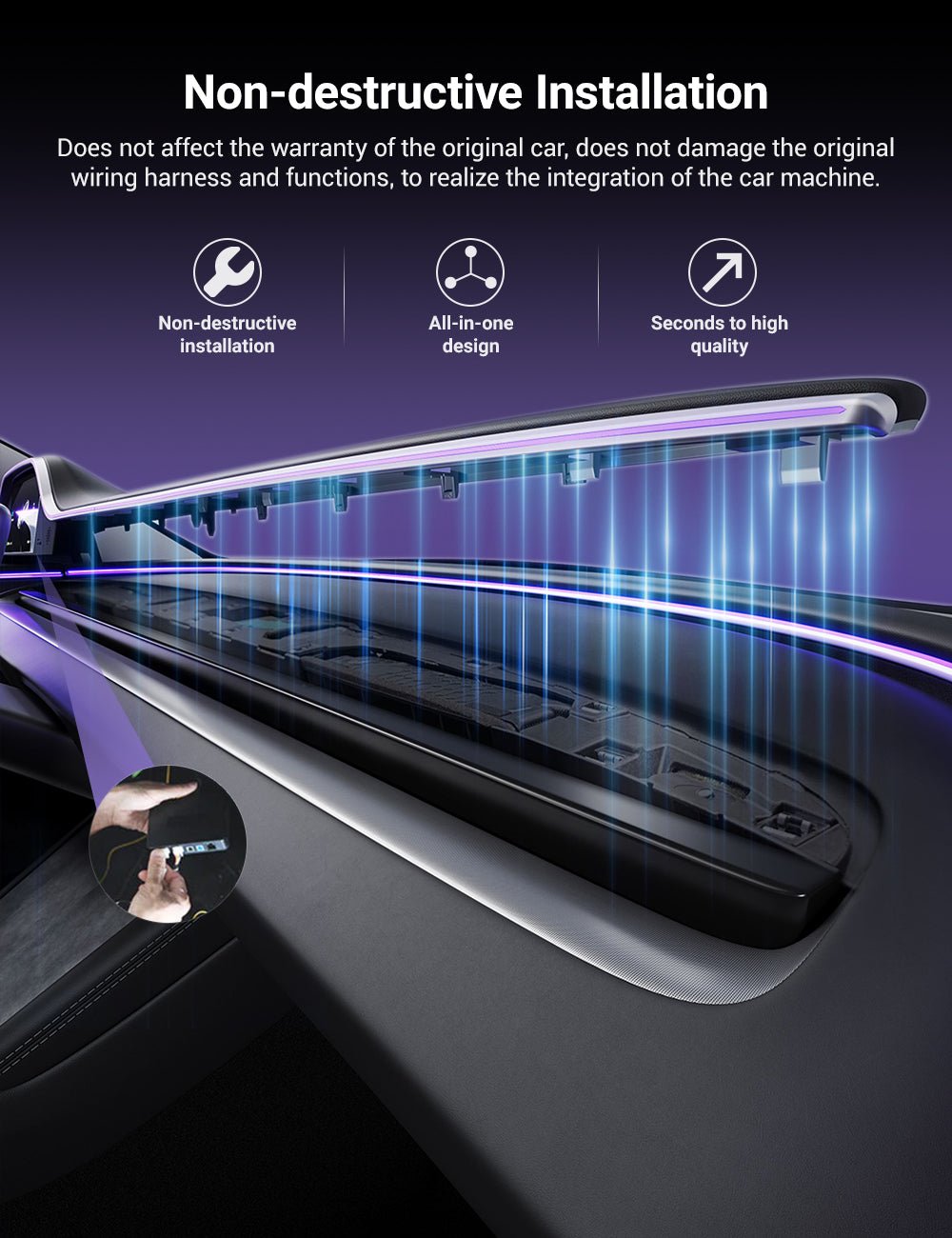 Model 3 Highland Dashboard Display with Ambient Lighting