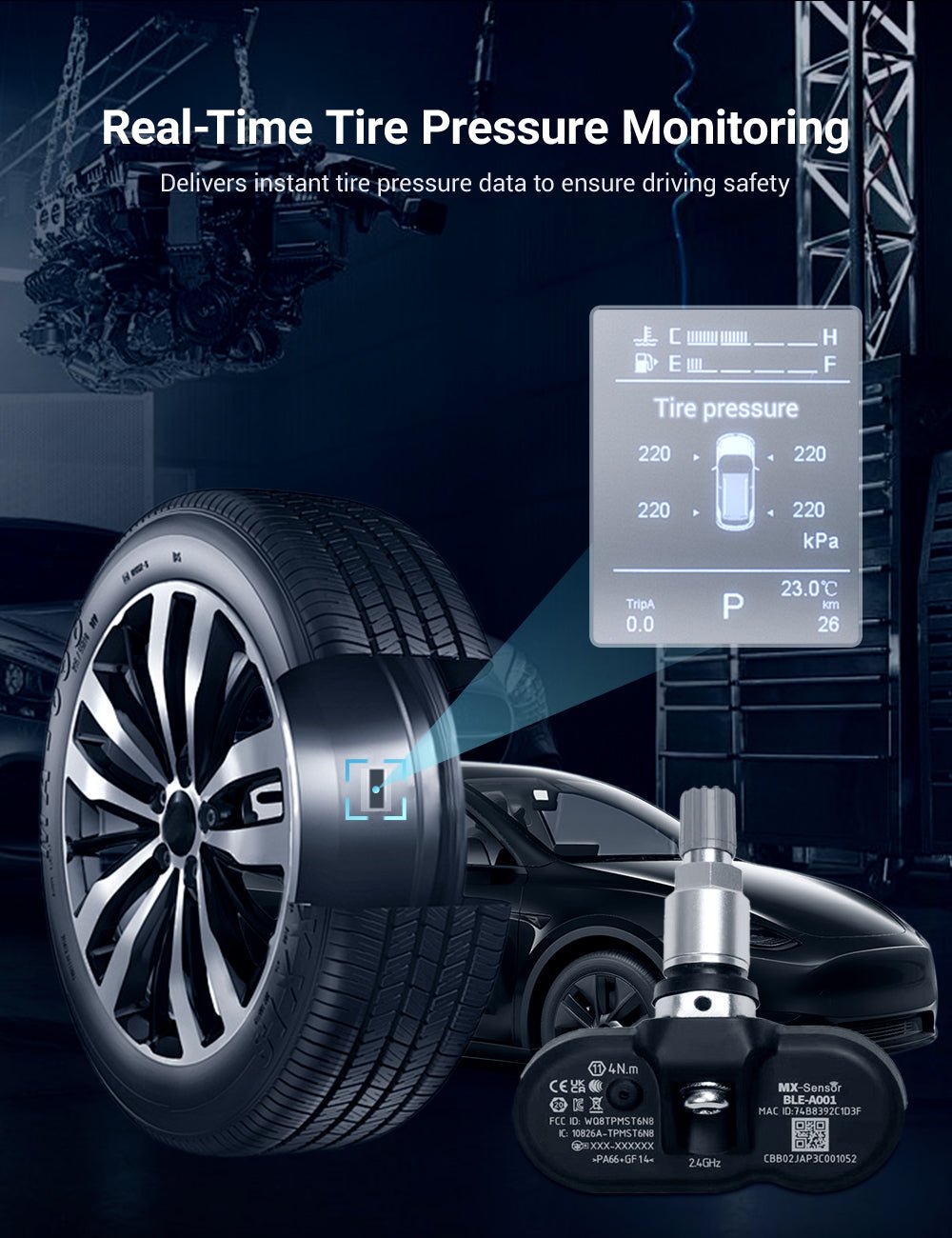 Tesla BLE Bluetooth Tire Pressure Monitoring Sensor(TPMS)