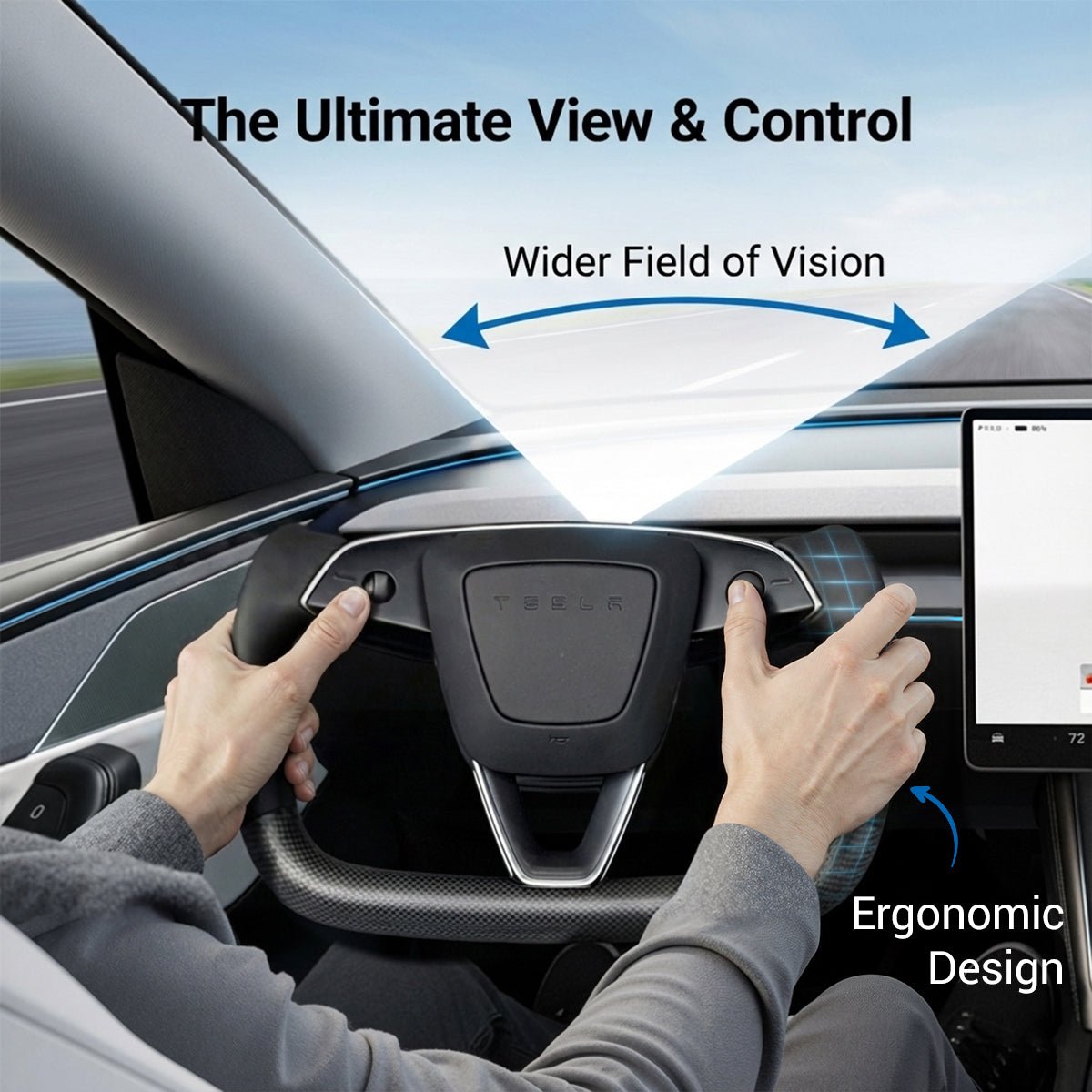 Carbon Fiber Heated Yoke Steering Wheel for Model 3 Highland & Model Y ...