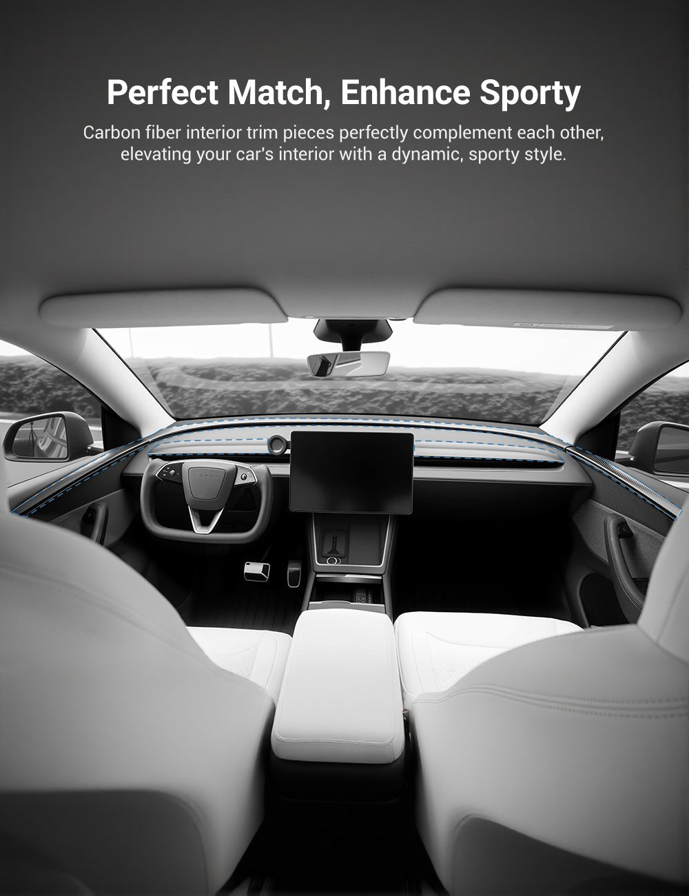 Tesla Model Model Y Juniper Dry Carbon Fiber Door Trim Cover | TESERY