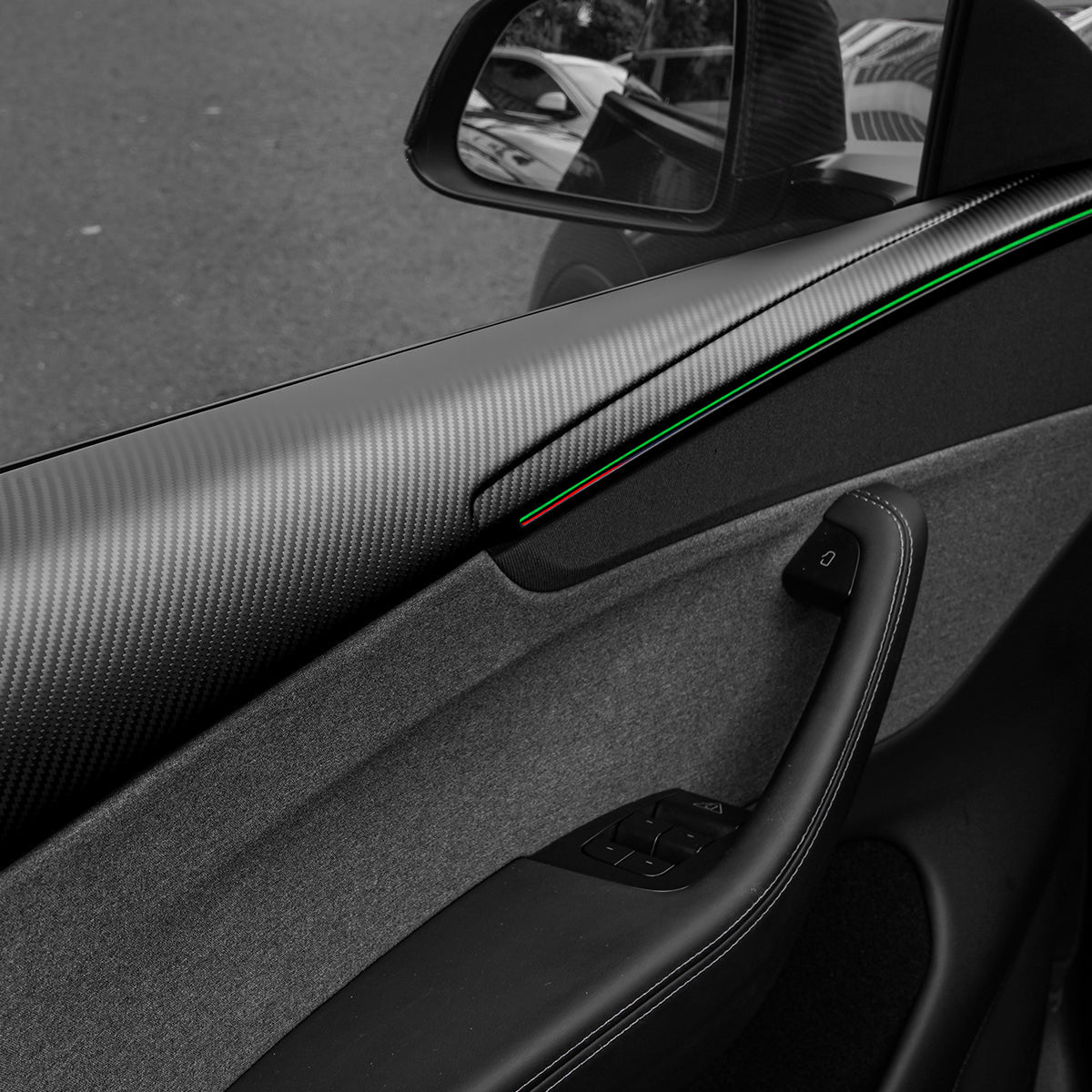 Model Y Juniper Dry Carbon Fiber Upper Door Panel Overlays