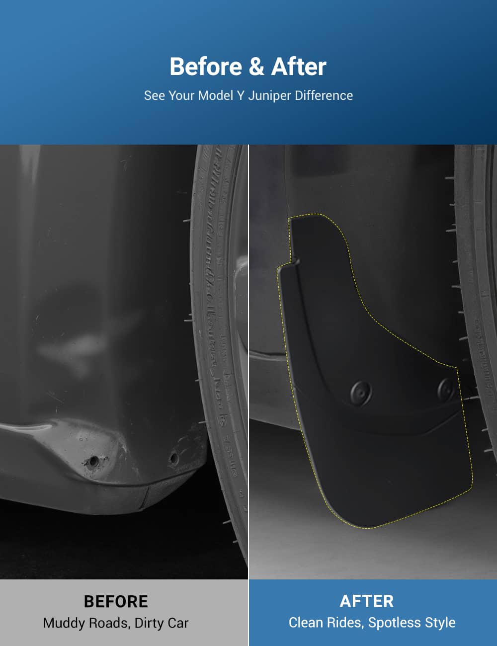 Tesla Model Y Juniper Hidden Mud Flaps - Invisible Paint Protection