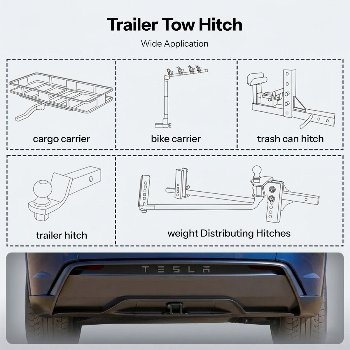Model Y Tow Hitch | 2-Inch Receiver | 6500 lbs Capacity | No-Drill Install