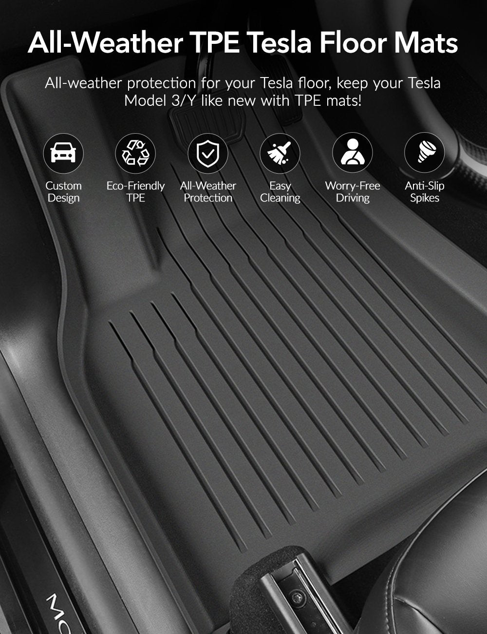 Tesla All-Weather TPE Mats | Perfect for Model Y/3