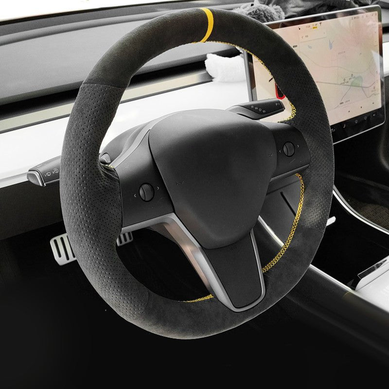 Alcantara Steering Wheel Cover for Tesla Model 3 / Y | Tesery Official ...