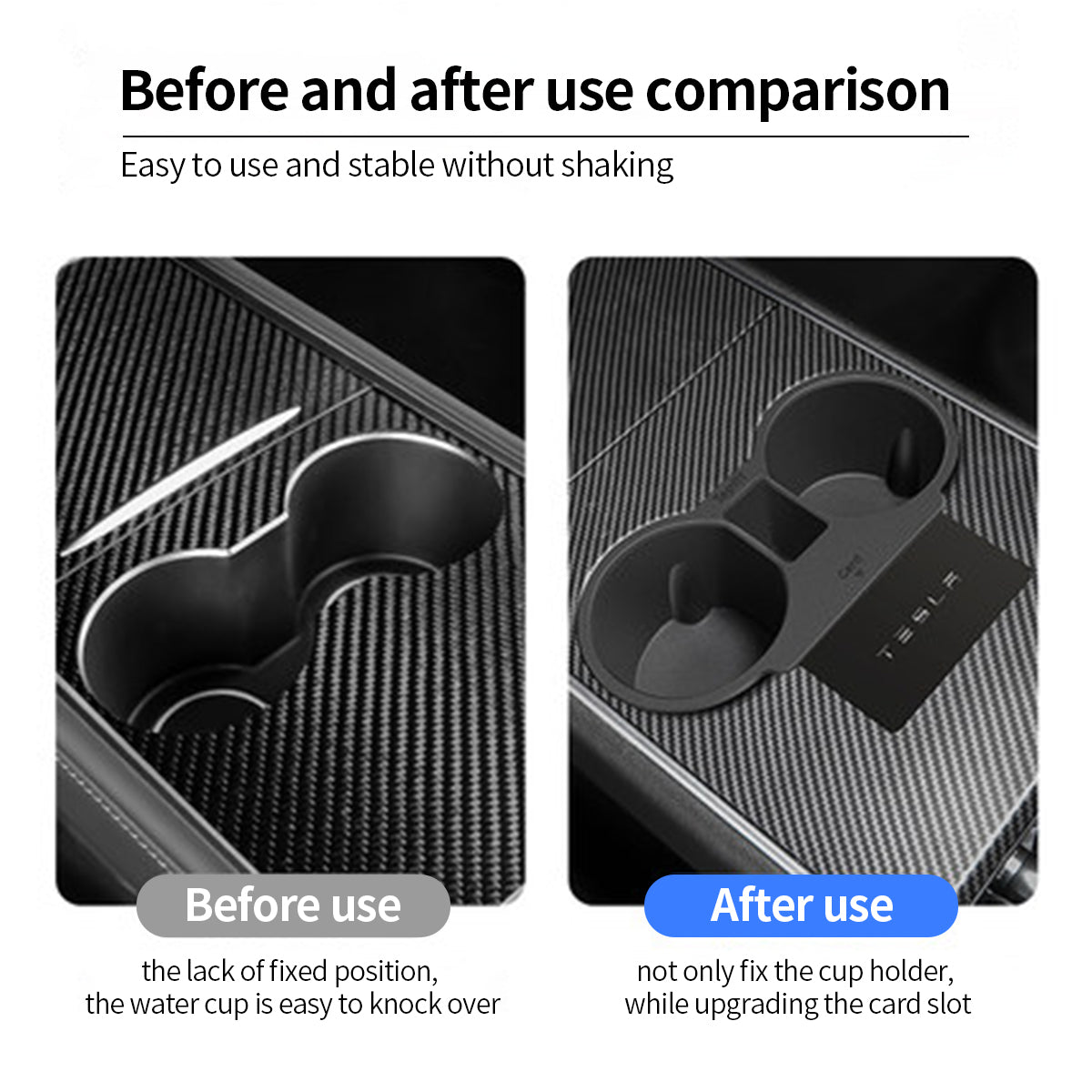 Tesla Model 3/Y Cup Holder Insert | Anti-Spill & Secure Fit