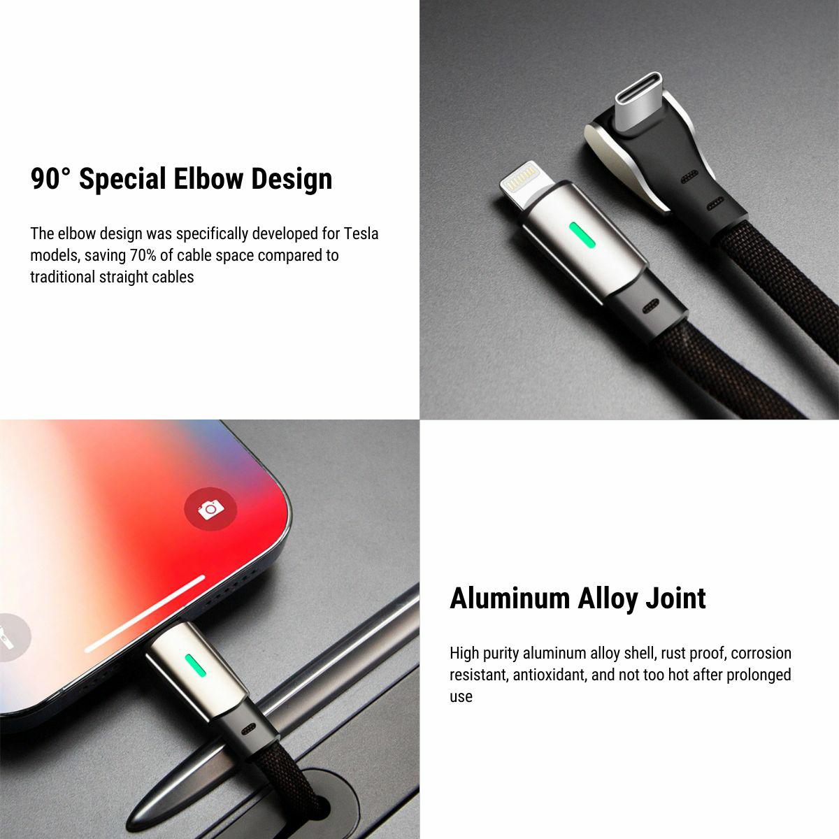 Tesla Fast Charging Data Cable | USB-C/Lightning | PD/QC Support