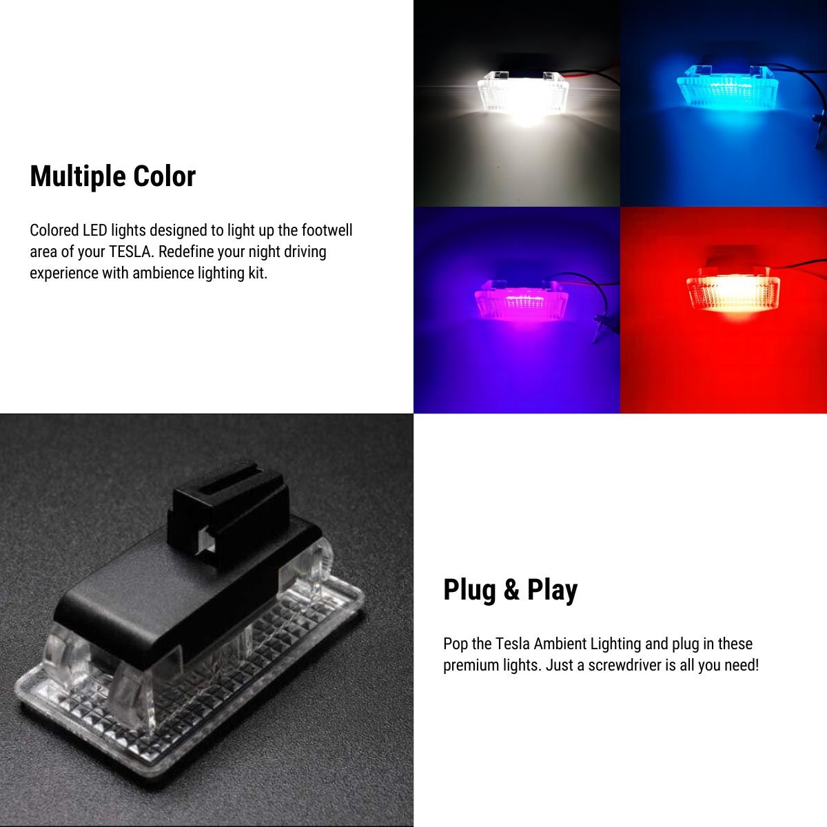 Tesla Model 3/Y/S/X Footwell LED Lights (4 Pcs)