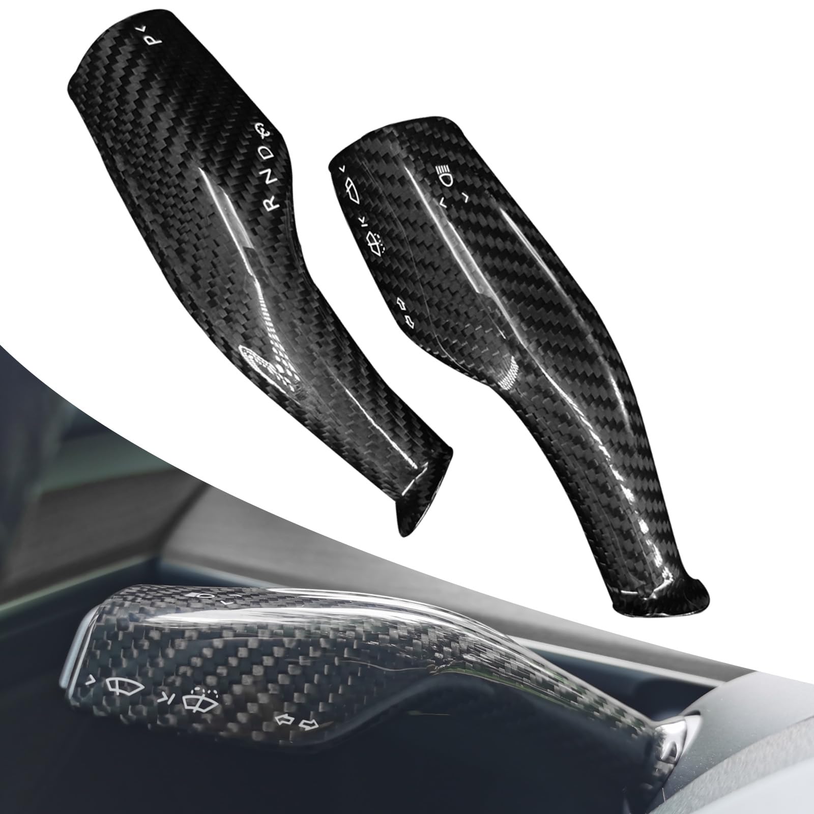 Model 3 / Y Turn Signal Wiper Stalk Covers - Carbon Fiber Interior Mods ...