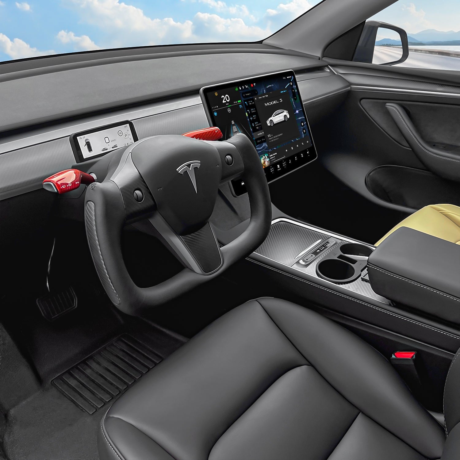 TESERY Yoke Steering Wheel for Tesla Model 3 / Y【Style 34】