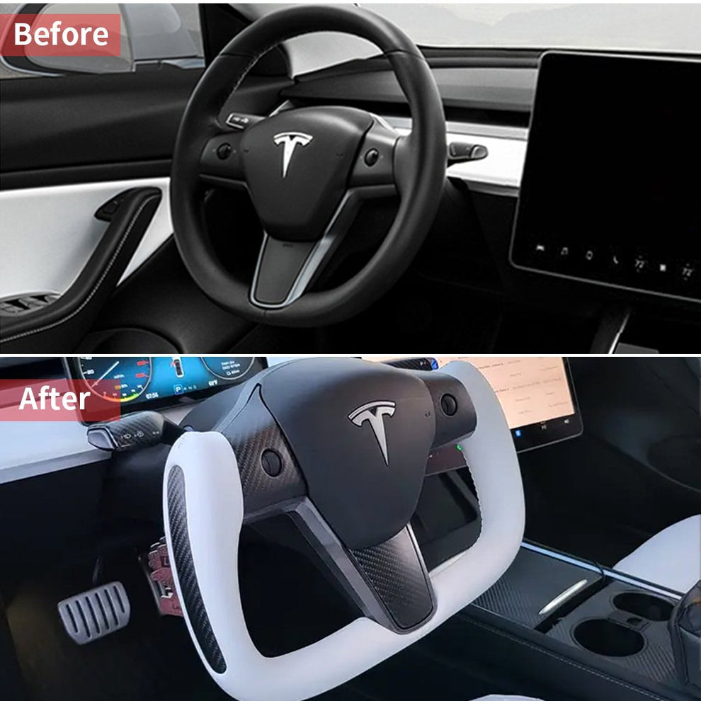 TESERY Yoke Carbon Fiber Steering Wheel for Model 3 / Y【Style 37 ...