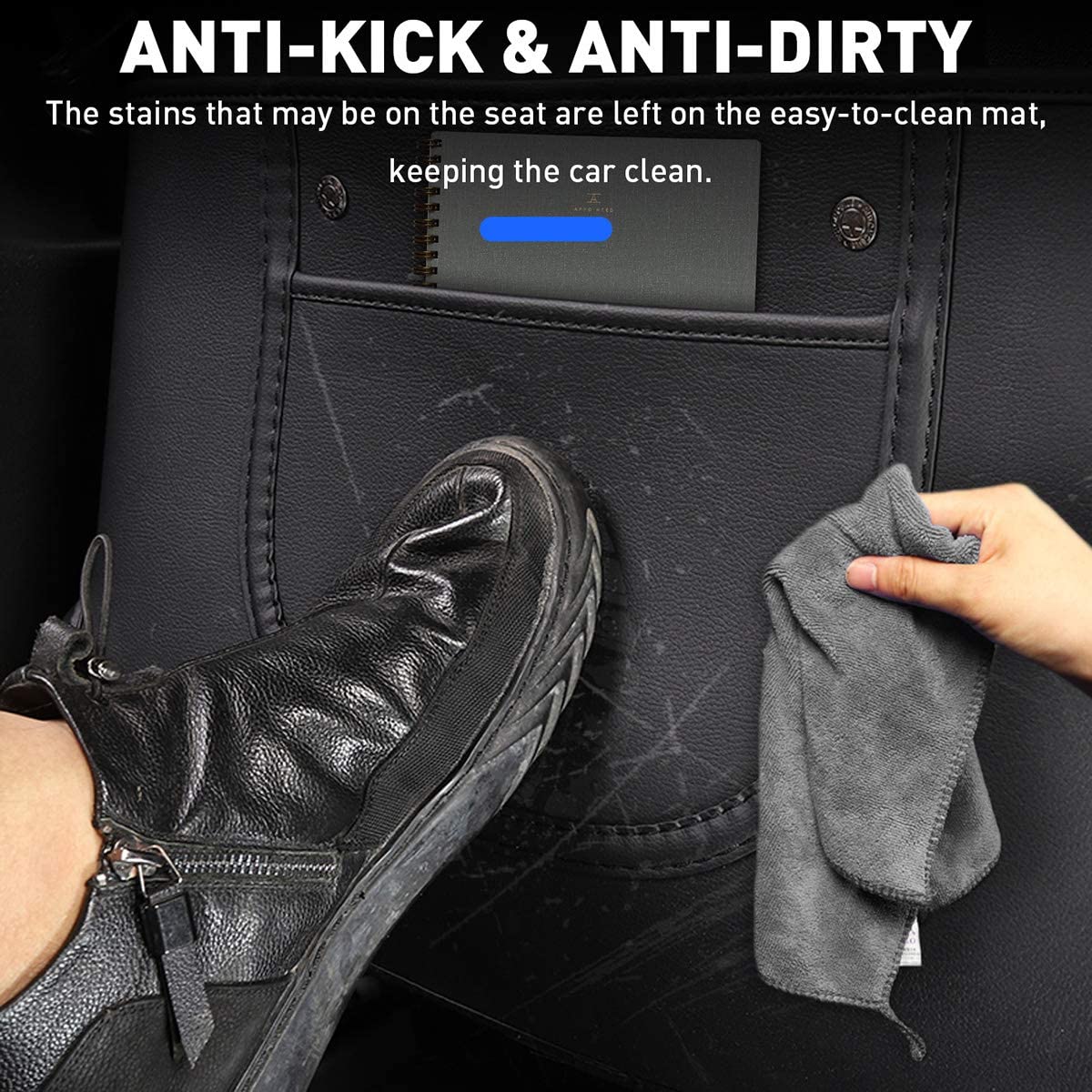Model 3/Y Seat Back Kick Protector | Faux Leather | Storage Pockets ...