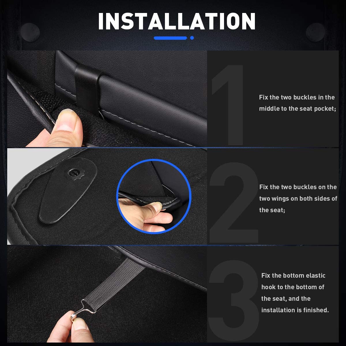 Model 3/Y Seat Back Kick Protector | Faux Leather | Storage Pockets ...