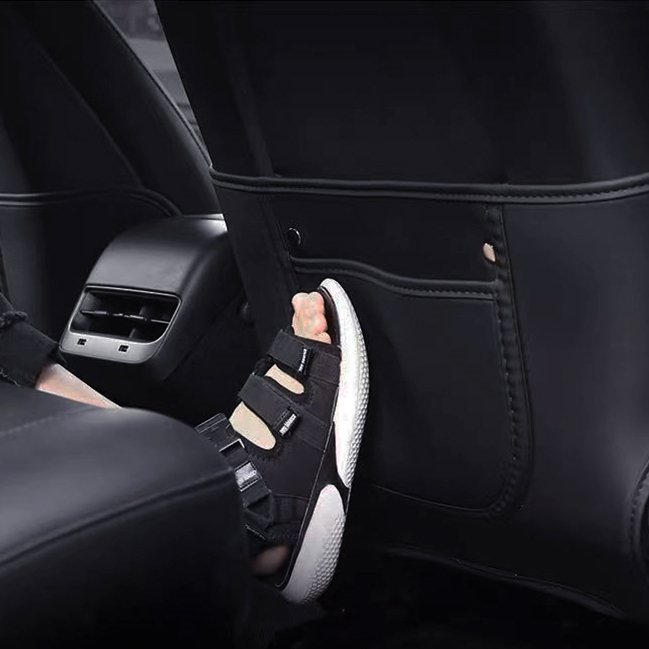 Model 3/Y Seat Back Kick Protector | Faux Leather | Storage Pockets ...