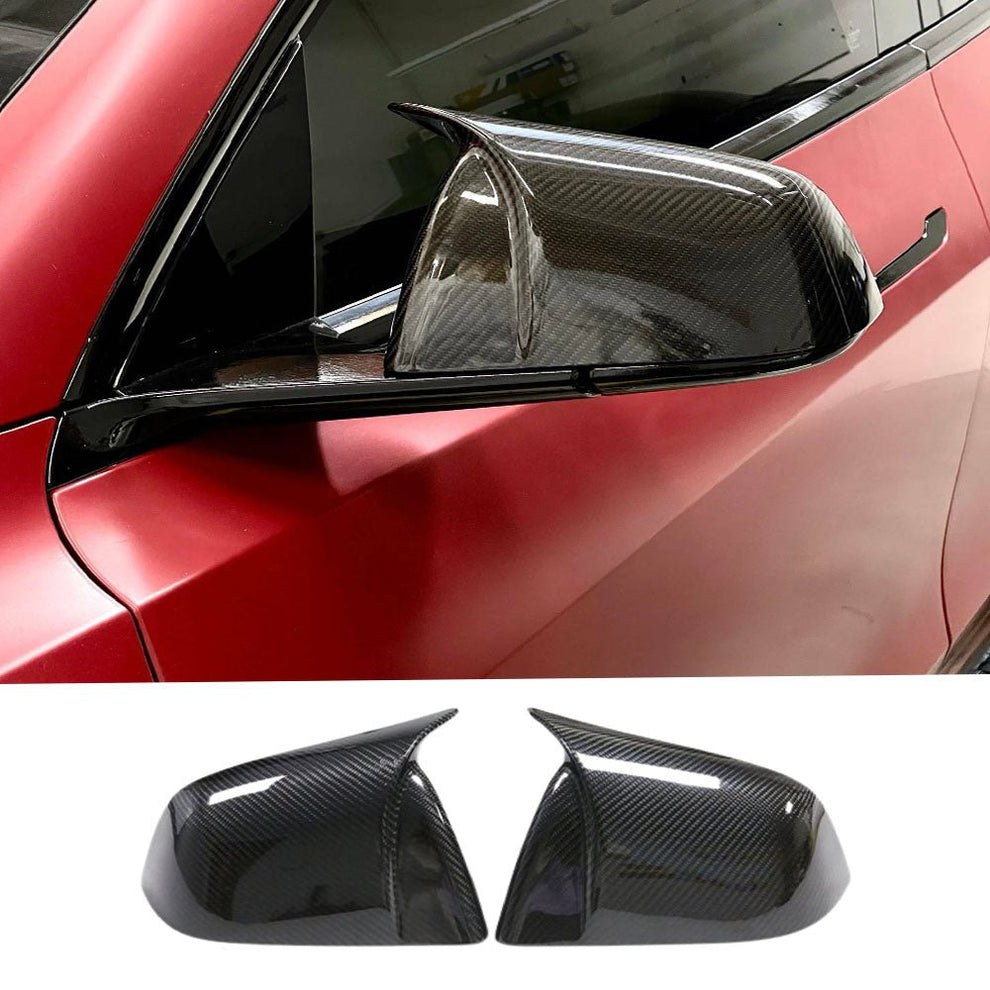Dry Carbon Fiber Mirror Caps for Model 3 / Y | Sporty Style